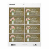 Rustic Country Mason Jar Blush Pink Roses Bouquet Label | Zazzle