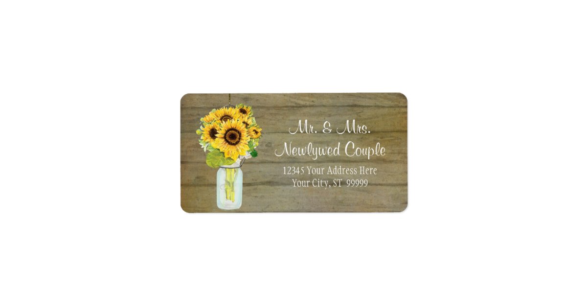 Rustic Country Mason Jar Flowers Sunflower Bouquet Label | Zazzle