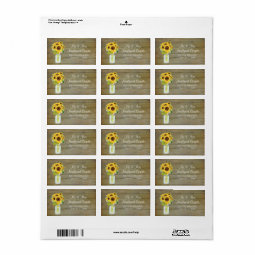 Rustic Country Mason Jar Flowers Sunflower Bouquet Label | Zazzle