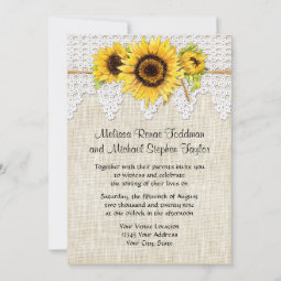 Rustic Country Mason Jar Flowers - Sunflower Lace Invitation | Zazzle