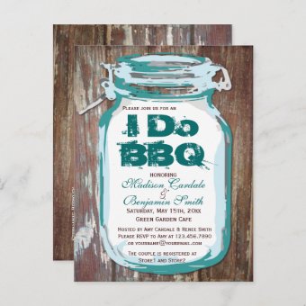 Rustic Country Mason Jar I Do BBQ Postcards | Zazzle
