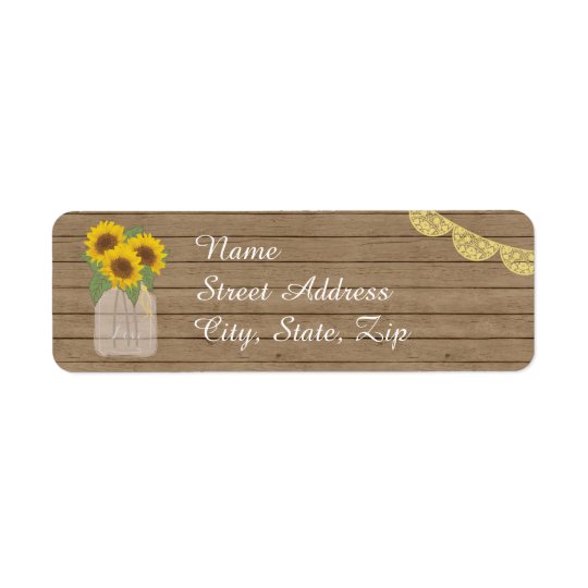 Rustic Country Mason Jar Sunflower Label | Zazzle.com