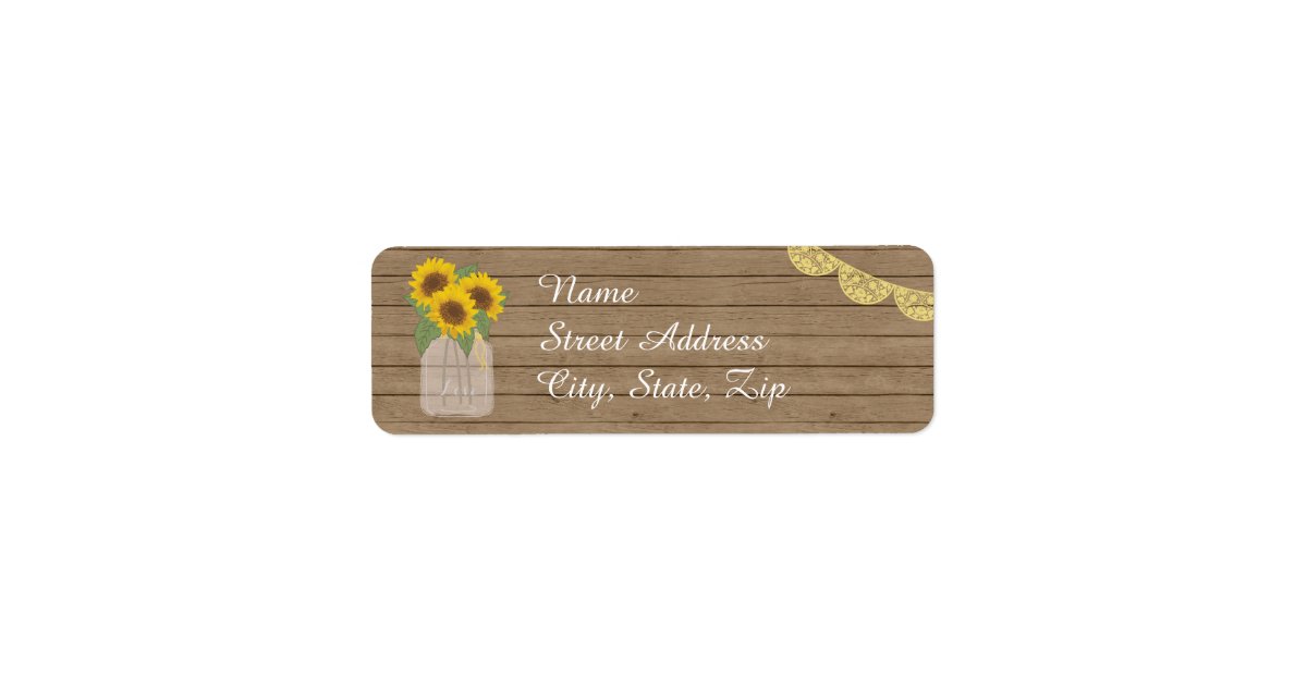 Rustic Country Mason Jar Sunflower Label | Zazzle