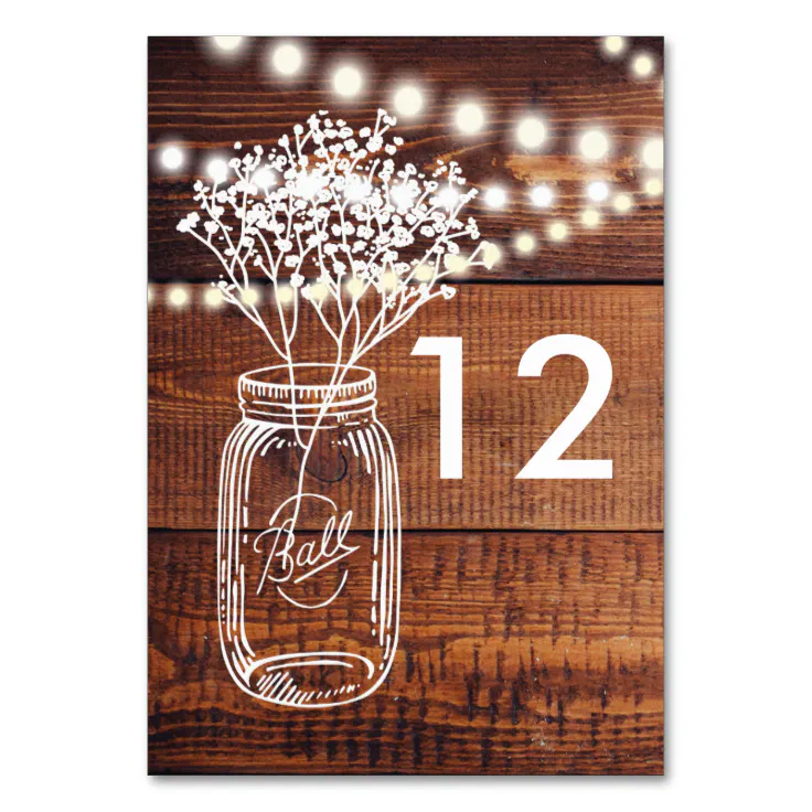 RUSTIC COUNTRY MASON JAR TABLE NUMBER | Zazzle