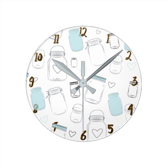 Rustic Country Mason Jars Round Clock | Zazzle.com