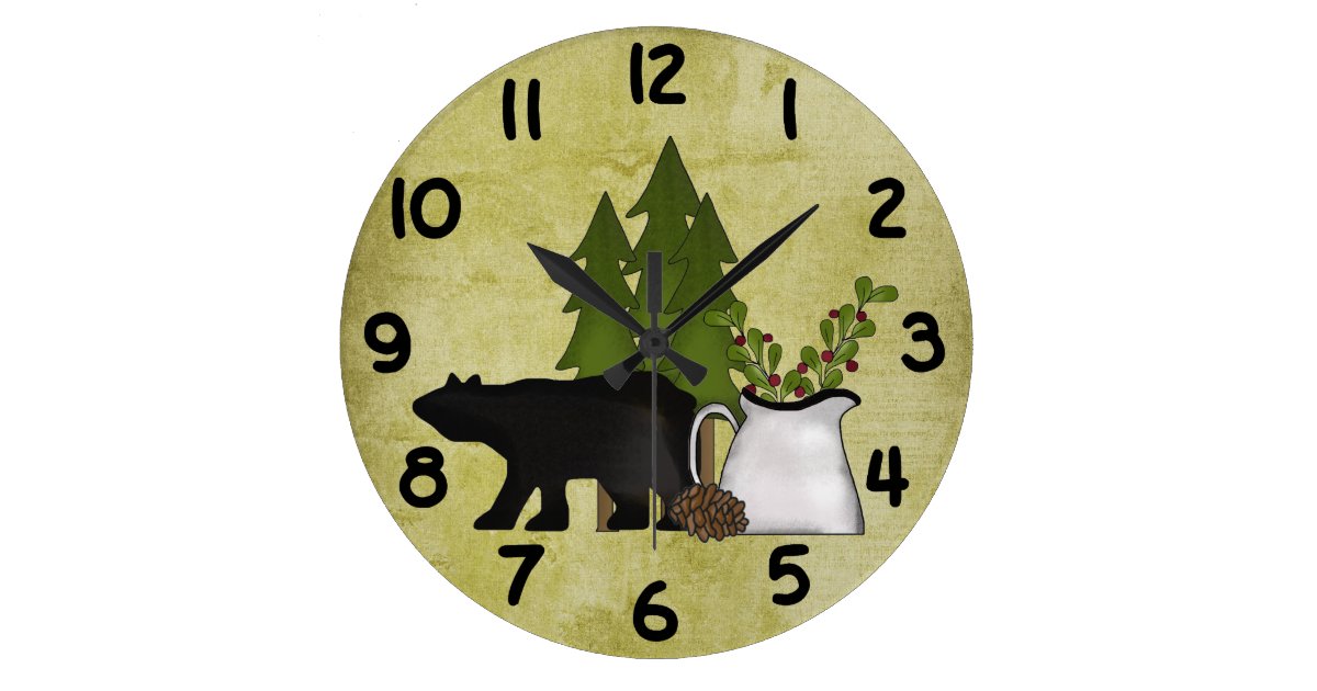 Rustic Country Mountain Bear Wall Clock | Zazzle.com