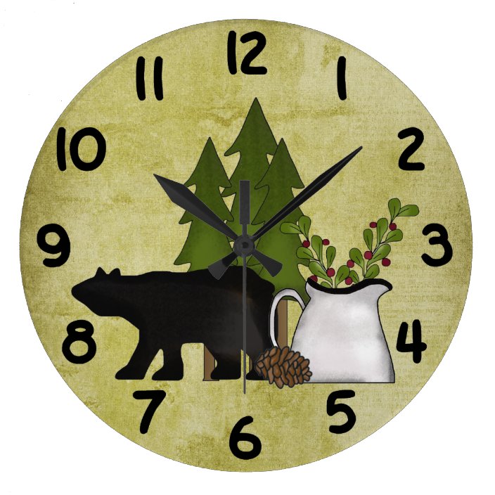 Rustic Country Mountain Bear Wall Clock | Zazzle.com
