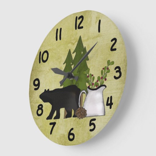 Rustic Country Mountain Bear Wall Clock | Zazzle