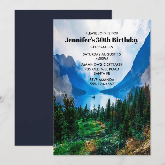 Rustic Country Mountains Scenic Nature Birthday Invitation | Zazzle
