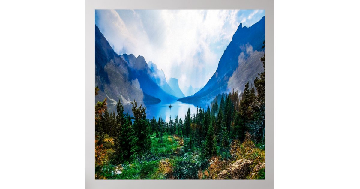 Rustic Country Mountains Scenic Nature Poster | Zazzle