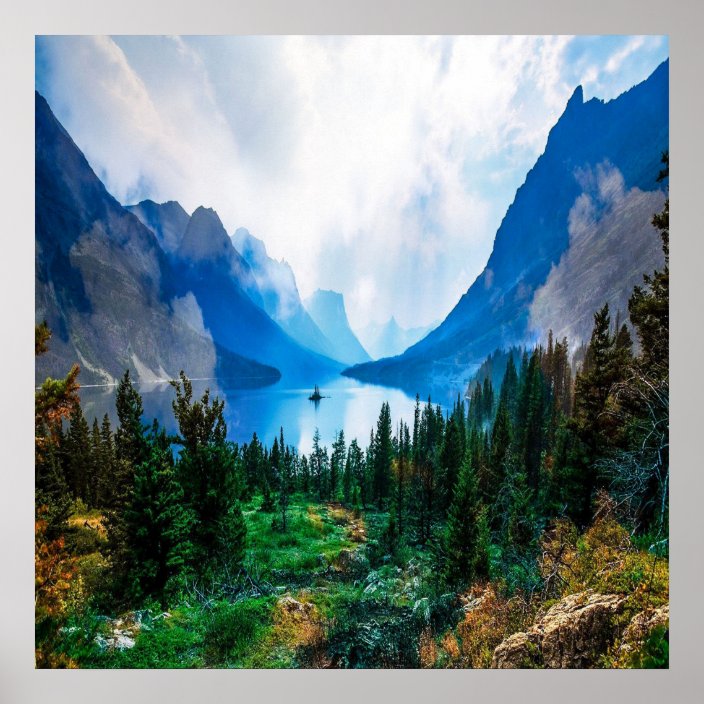 Rustic Country Mountains Scenic Nature Poster | Zazzle.com
