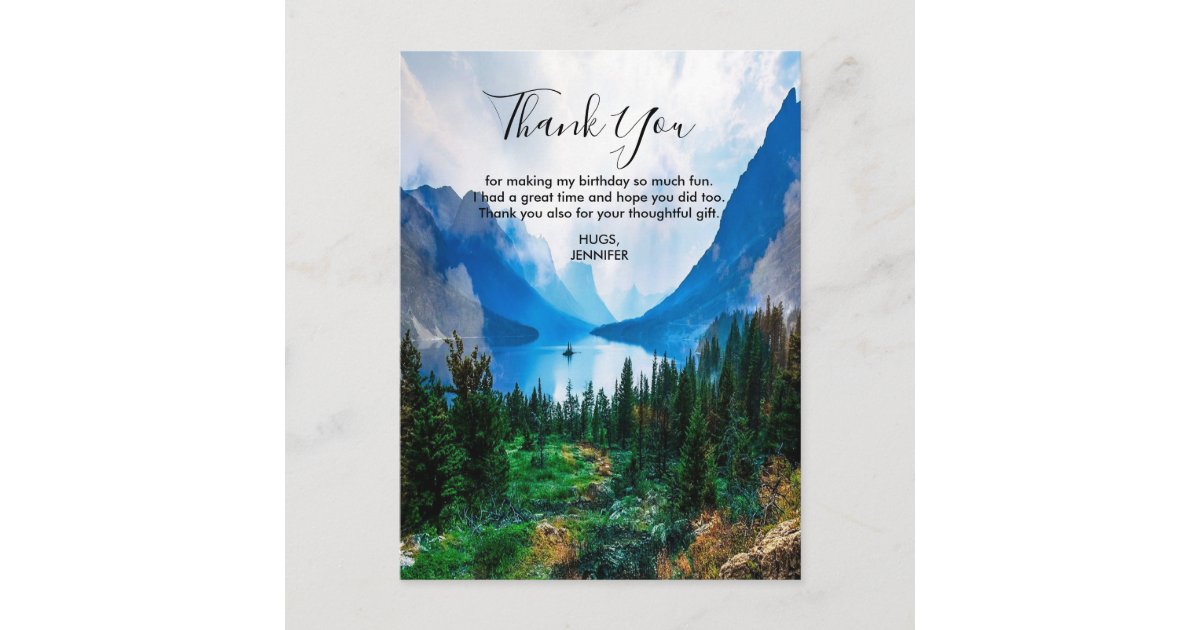 Rustic Country Mountains Scenic Nature Thank You Postcard | Zazzle
