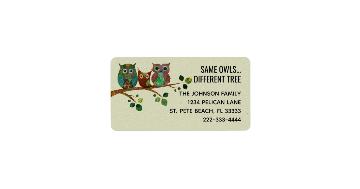 Rustic Country Owls New Home Return Address Label | Zazzle