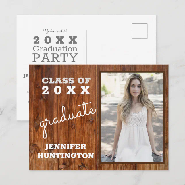 Rustic Country Photo 2025 Graduation Party Invitat Invitation Postcard ...