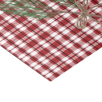Rustic Country Plaid with Evergreen Sprig Tissue Paper | Zazzle