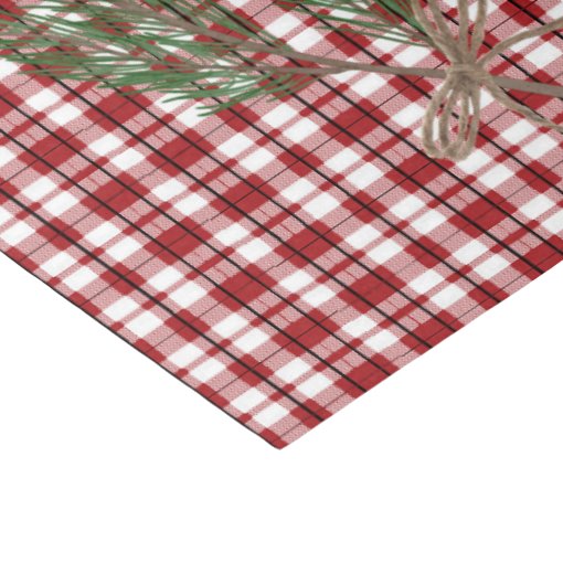 Rustic Country Plaid with Evergreen Sprig Tissue Paper | Zazzle