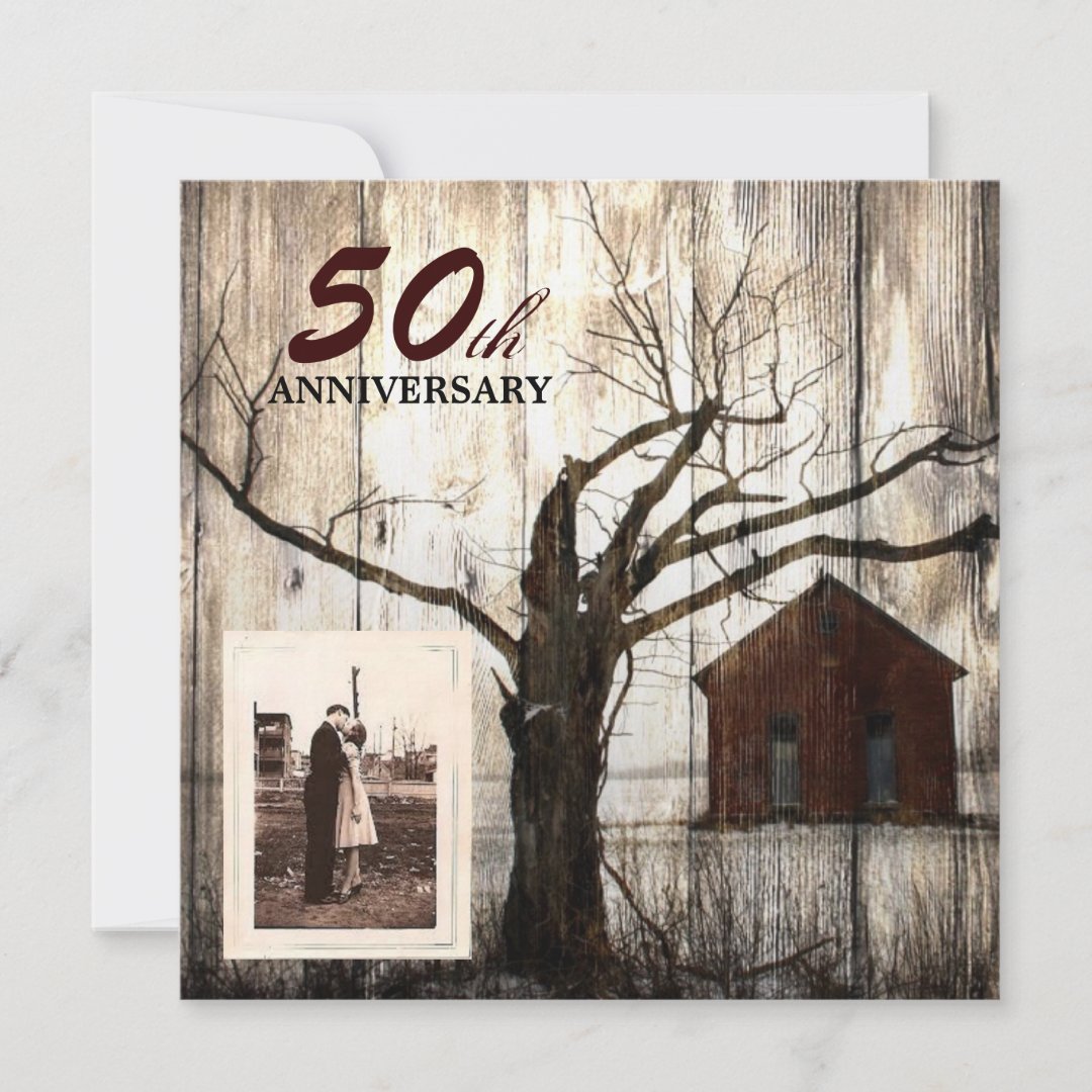 Rustic country Red Barn 50th Wedding anniversary Invitation | Zazzle