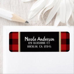 Rustic Country Red Black Buffalo Plaid Modern Label | Zazzle