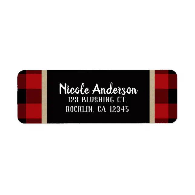 Rustic Country Red Black Buffalo Plaid Modern Label | Zazzle