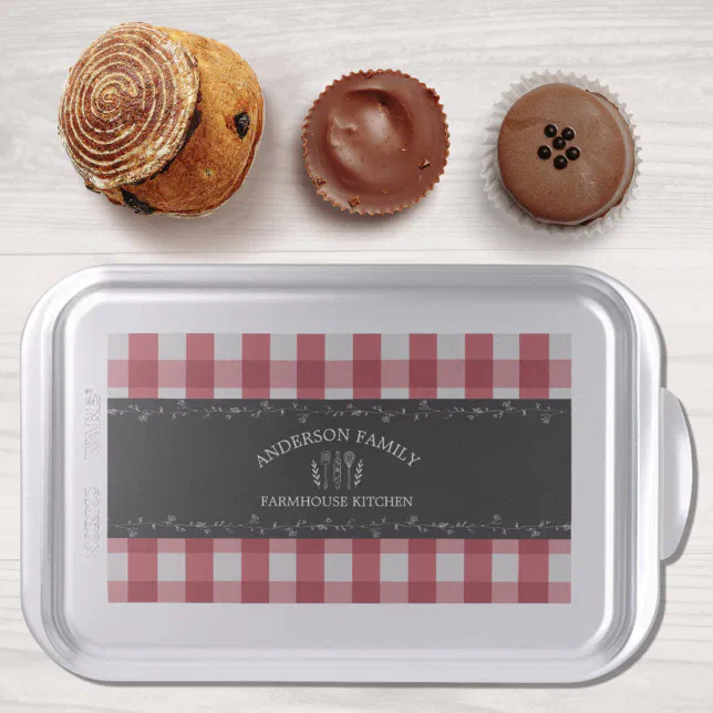 Rustic Country Red Gingham Black Chalkboard Cake Pan | Zazzle