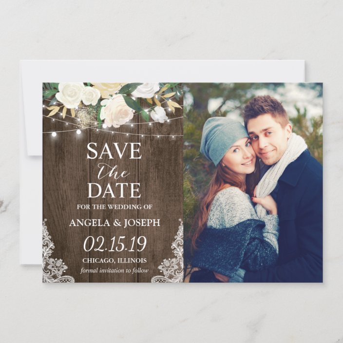 Rustic Country Romantic Chic Save the Date Photo | Zazzle