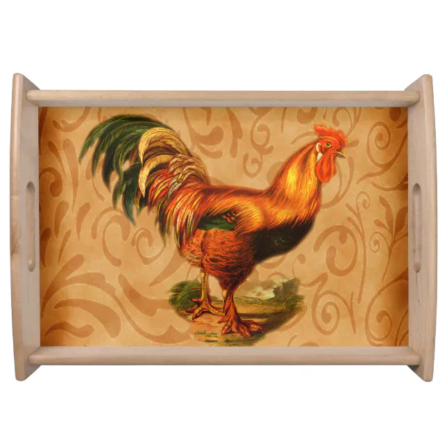 Rustic Country Rooster Serving Tray | Zazzle