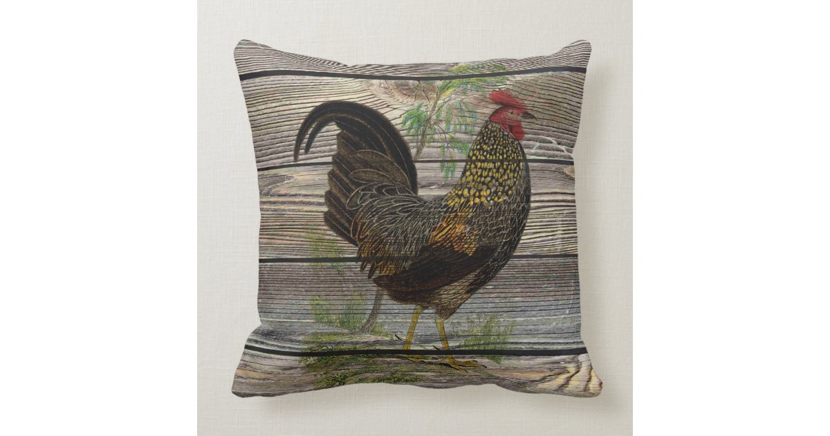 Rustic Country Rooster Throw Pillow | Zazzle.com