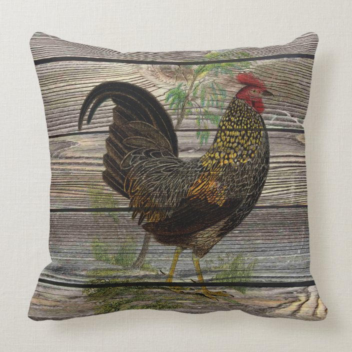 Rustic Country Rooster Throw Pillow | Zazzle.com