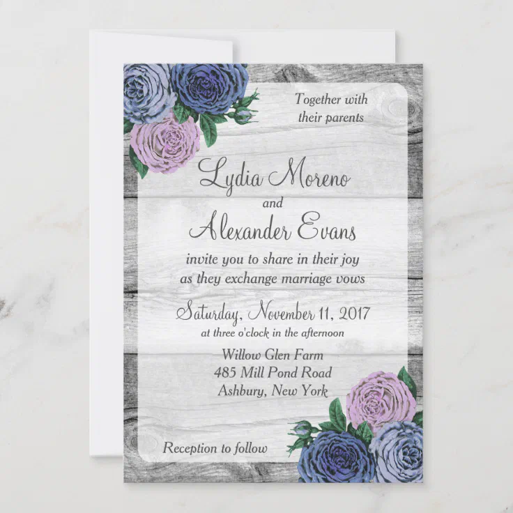 Rustic Country Roses Barn Wood Wedding Invitation | Zazzle