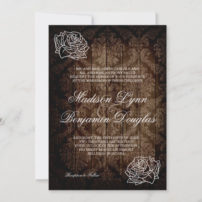 Rustic Country Roses Barn Wood Wedding Invites | Zazzle.com
