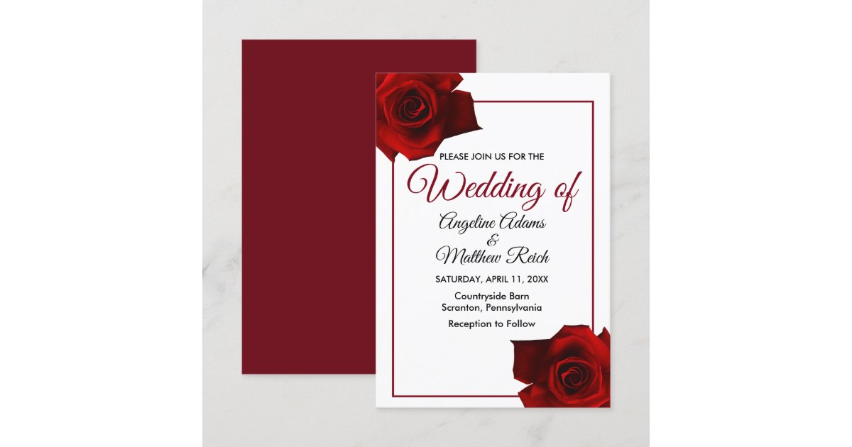 Rustic Country Roses Classy Floral Wedding Invitation | Zazzle