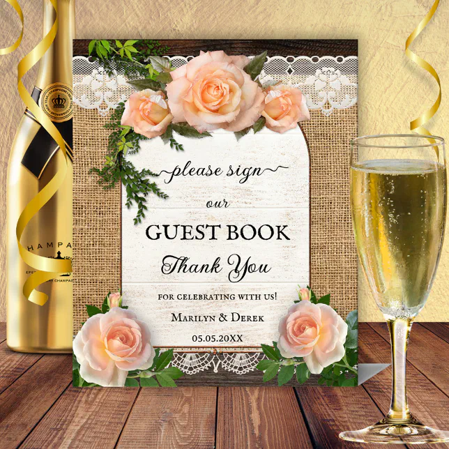 Rustic Country Roses Wedding Pedestal Sign | Zazzle