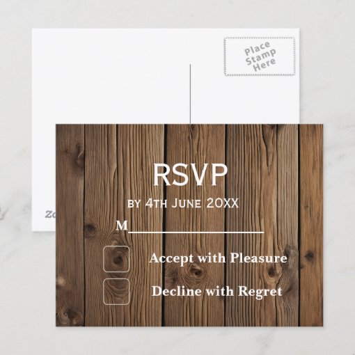 Rustic Country RSVP card wedding lace wood | Zazzle