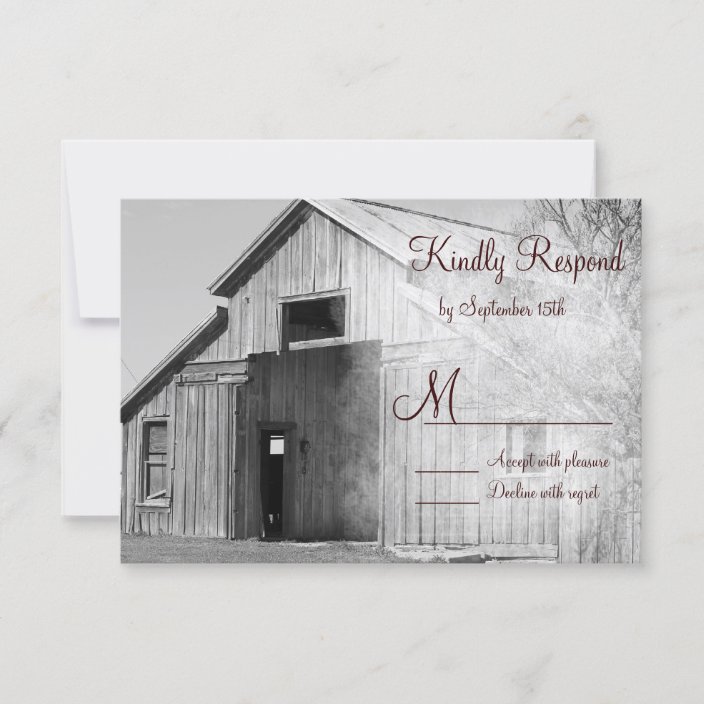 Rustic Country Rural Barn Wedding RSVP Cards | Zazzle.com