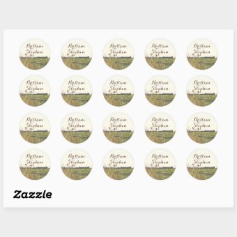 Rustic Country Rural Fence Classic Round Sticker | Zazzle