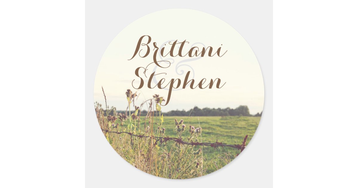 Rustic Country Rural Fence Classic Round Sticker | Zazzle