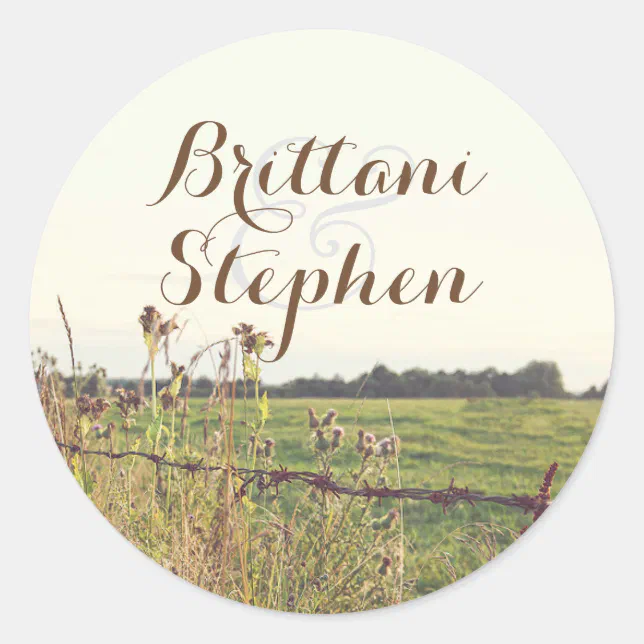 Rustic Country Rural Fence Classic Round Sticker | Zazzle