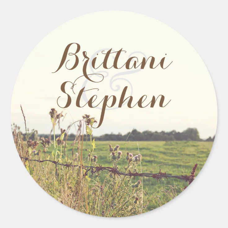 Rustic Country Rural Fence Classic Round Sticker | Zazzle