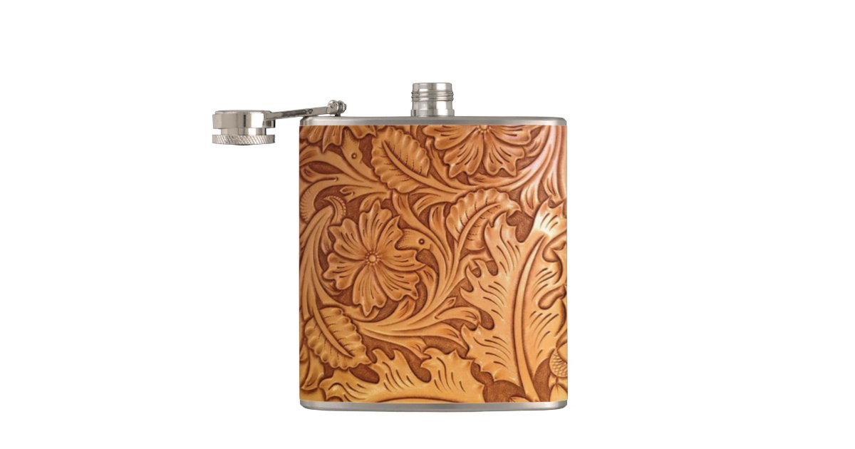 Rustic country southwest style western leather hip flask | Zazzle
