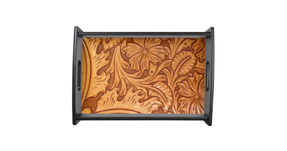 Rustic country southwest style western leather serving tray | Zazzle