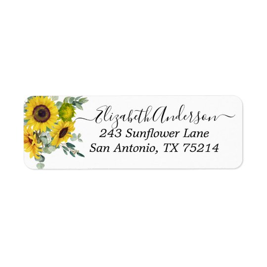 Rustic Country Sunflower Eucalyptus Return Address Label | Zazzle.com