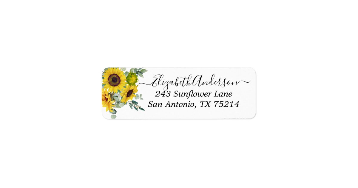 Rustic Country Sunflower Eucalyptus Return Address Label | Zazzle
