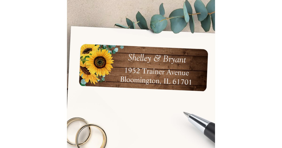 Rustic Country Sunflower Eucalyptus Return Address Label | Zazzle