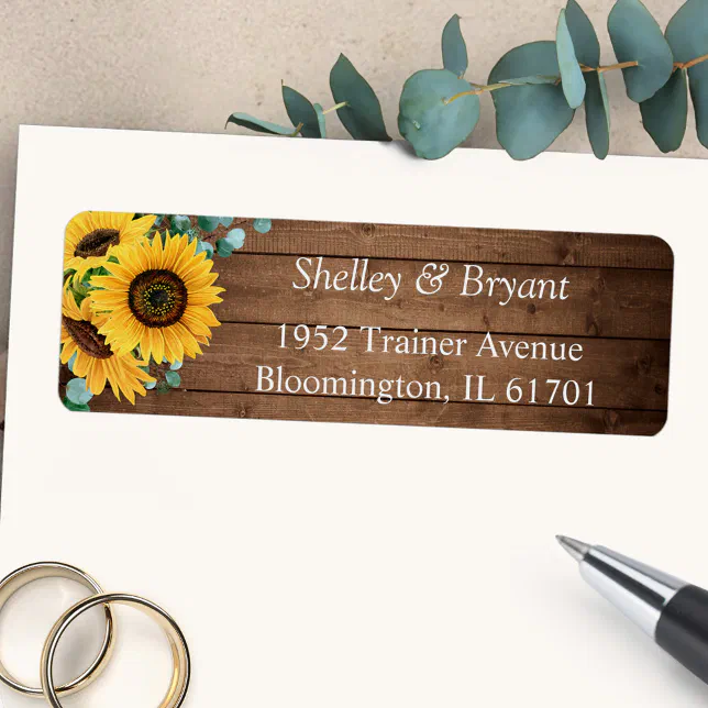 Rustic Country Sunflower Eucalyptus Return Address Label | Zazzle
