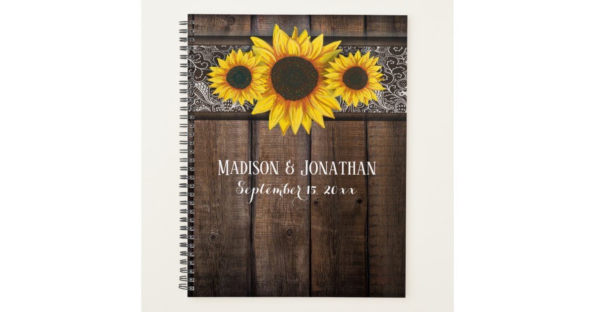 Rustic Country Sunflower Personalized Wedding Planner | Zazzle