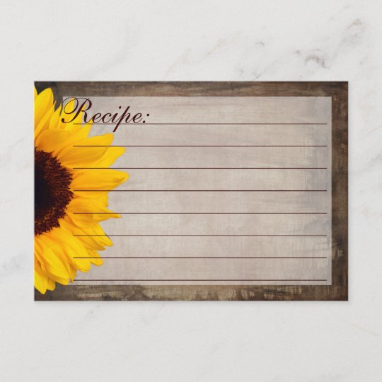Rustic Country Sunflower Recipe Cards | Zazzle.com