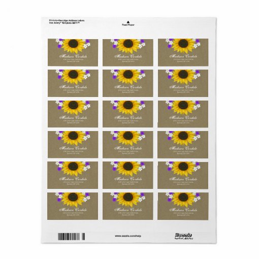 Rustic Country Sunflower Wedding Address Labels | Zazzle