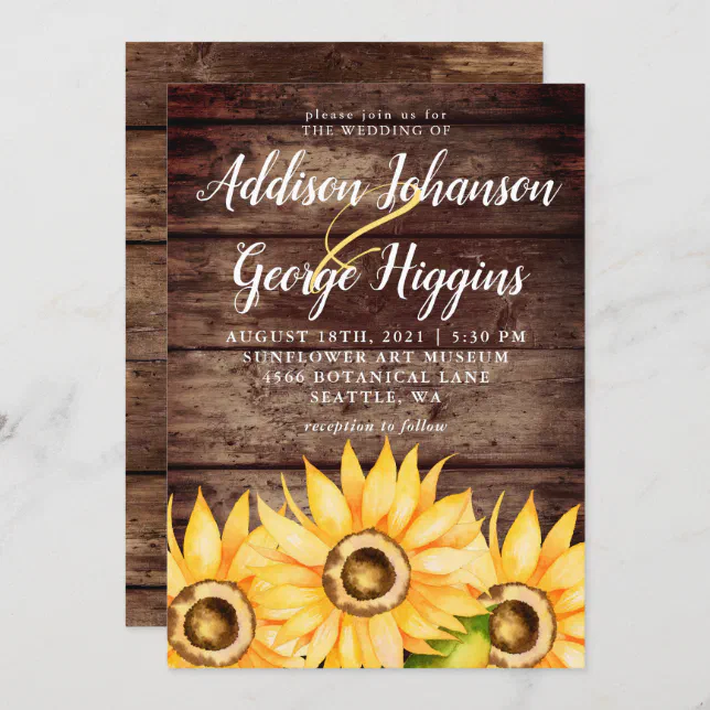 Rustic Country Sunflower Wedding Invitation | Zazzle