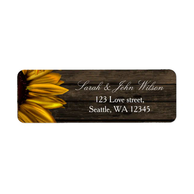 Rustic Country Sunflowers Barn Wood address label | Zazzle