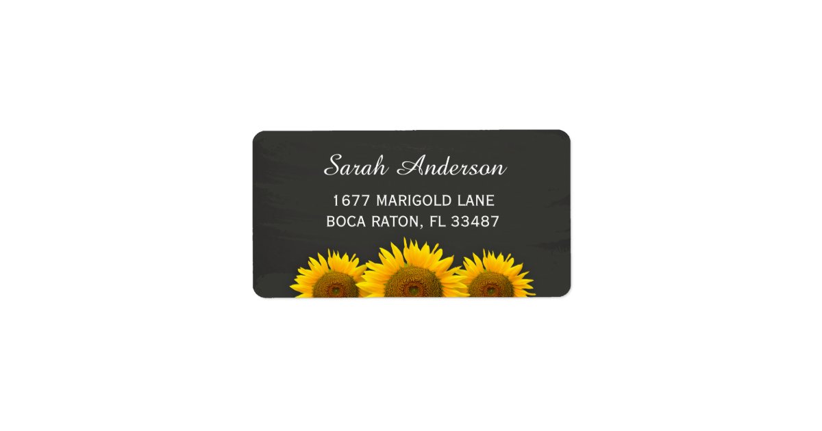 Rustic Country Sunflowers Classy Chalkboard Label | Zazzle